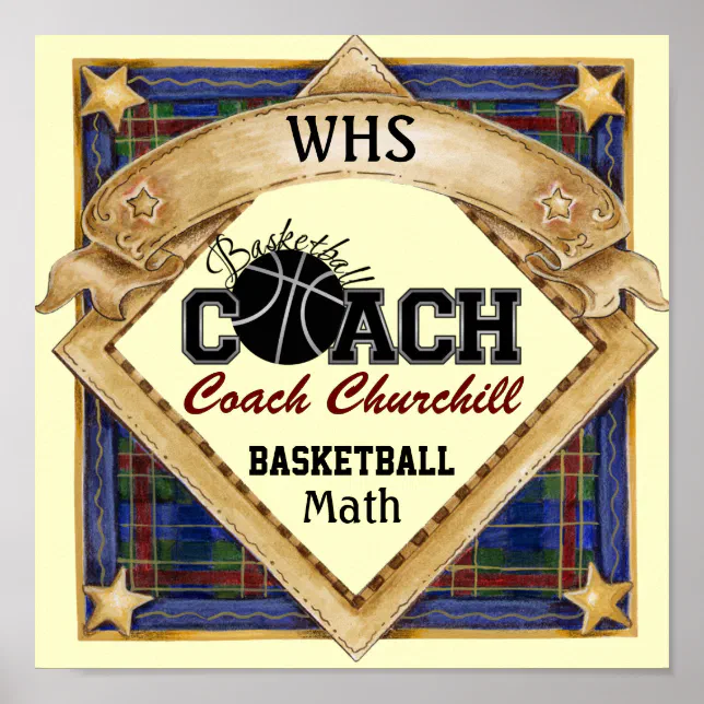 Teacher Basketball Coach Sign - Door Poster - SRF | Zazzle