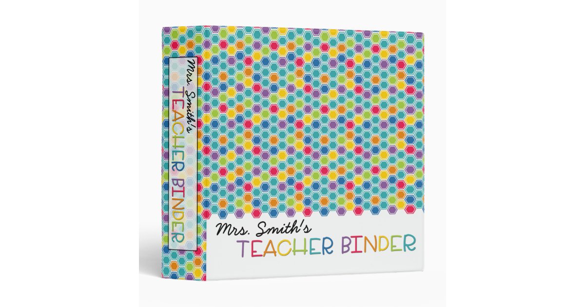 Teacher Binder - Rainbow Honeycomb | Zazzle