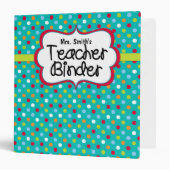 Teacher Binder - Turquoise Dots | Zazzle