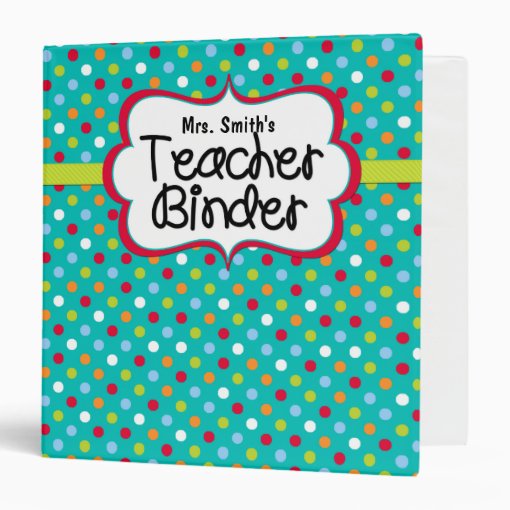 Teacher Binder - Turquoise Dots | Zazzle
