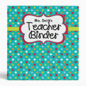 Teacher Binder - Turquoise Dots | Zazzle