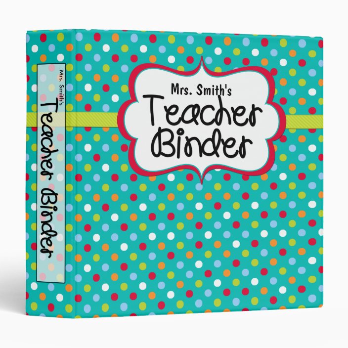 Teacher Binder - Turquoise Dots | Zazzle.com