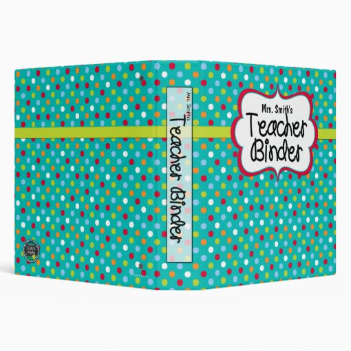 Teacher Binder - Turquoise Dots | Zazzle