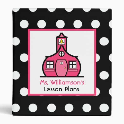 Teacher Binder - White Polka Dots | Zazzle