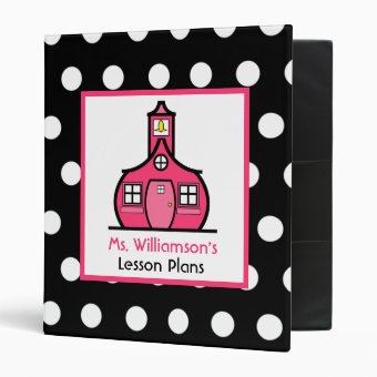 Teacher Binder - White Polka Dots | Zazzle
