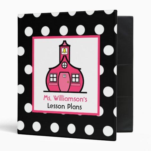 Teacher Binder - White Polka Dots | Zazzle
