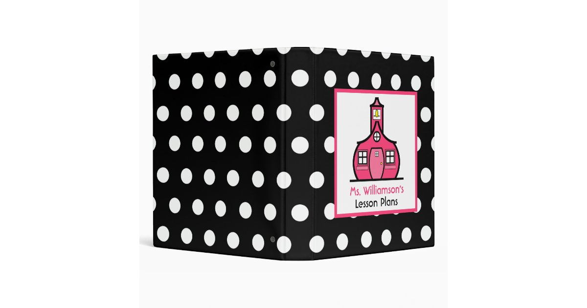Teacher Binder - White Polka Dots | Zazzle