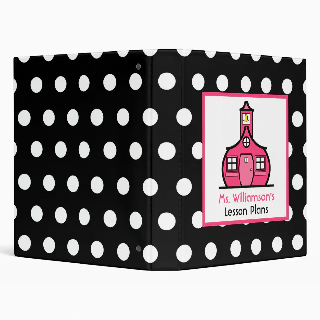 Teacher Binder - White Polka Dots | Zazzle