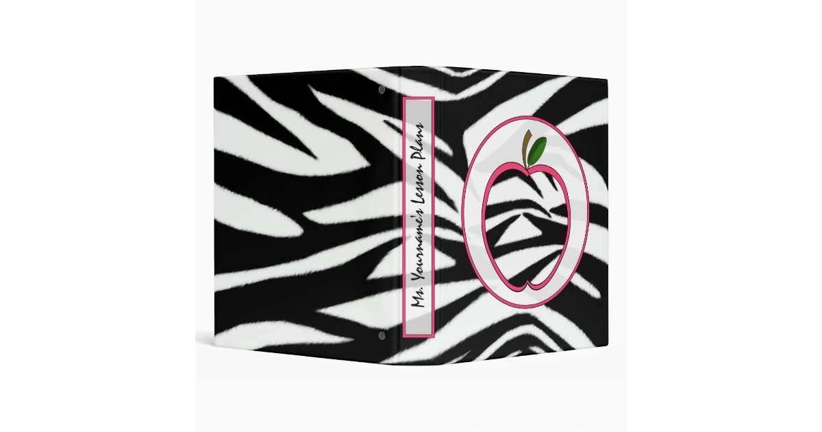 Teacher Binder - Zebra Print Apple | Zazzle