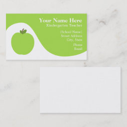 Teacher Business Card - Green Apple | Zazzle