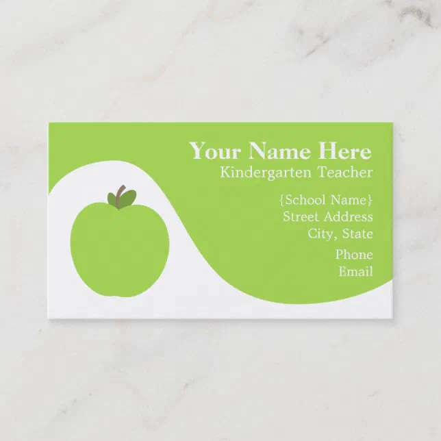 Teacher Business Card - Green Apple | Zazzle