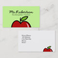 Teacher business card template with red apple | Zazzle