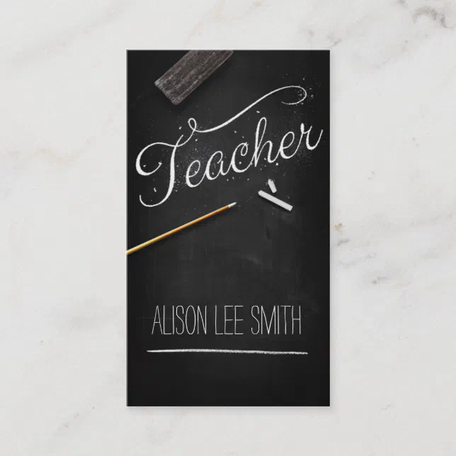 Teacher chalkboard business card | Zazzle