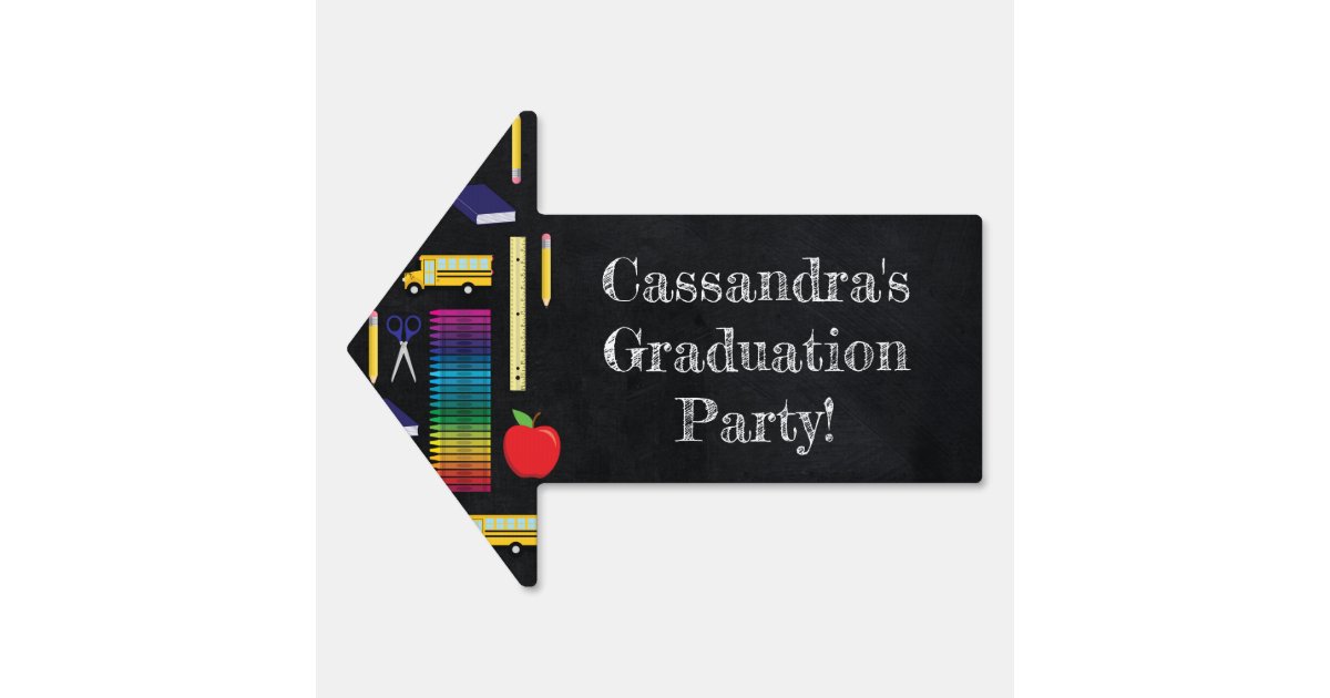 Teacher Chalkboard Graduation Arrow Sign | Zazzle