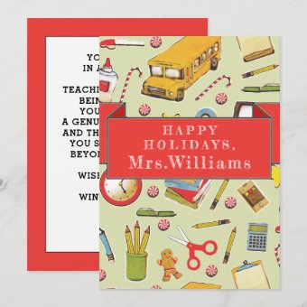 Teacher Christmas Holiday Thank You Card | Zazzle