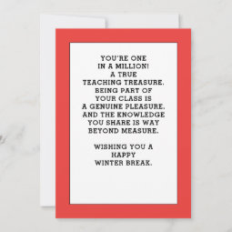 Teacher Christmas Holiday Thank You Card | Zazzle