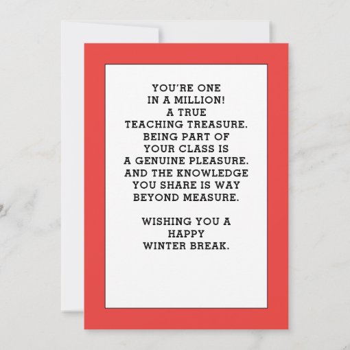 Teacher Christmas Holiday Thank You Card | Zazzle