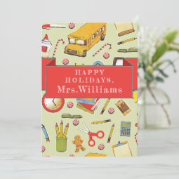 Teacher Christmas Holiday Thank You Card | Zazzle