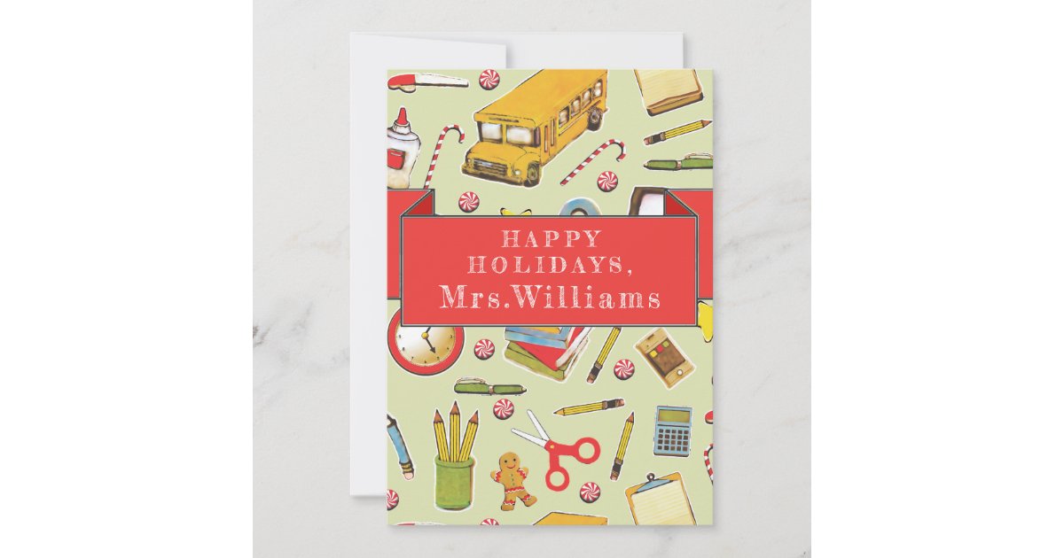 Teacher Christmas Holiday Thank You Card | Zazzle