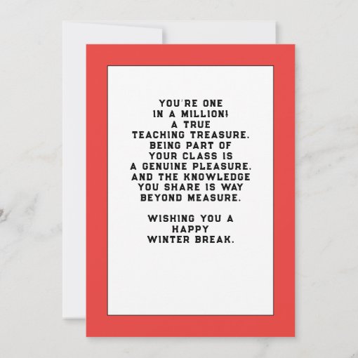 Teacher Christmas Holiday Thank You Card | Zazzle