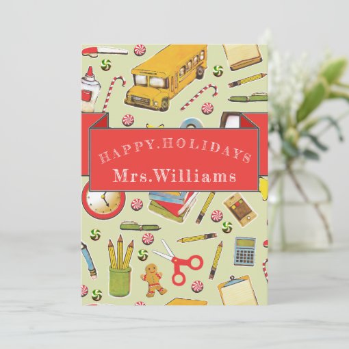 Teacher Christmas Holiday Thank You Card | Zazzle