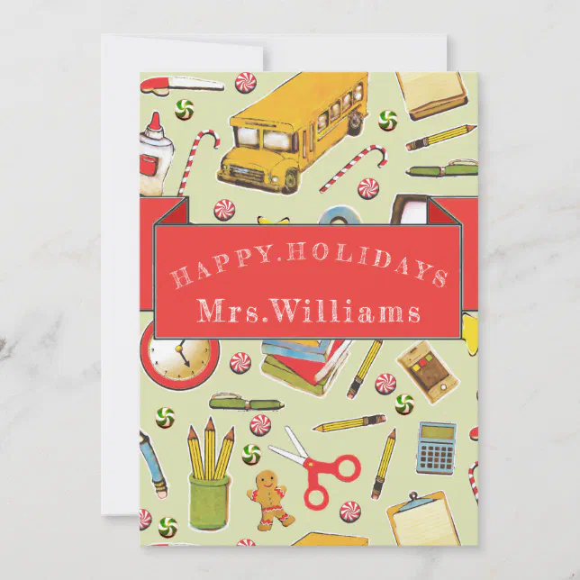 Teacher Christmas Holiday Thank You Card | Zazzle