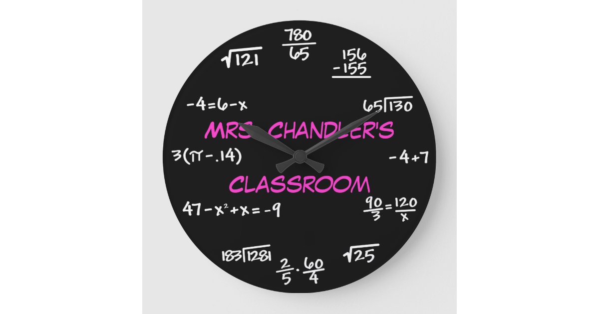 Teacher Classroom Chalkboard Math Clock - Custom | Zazzle