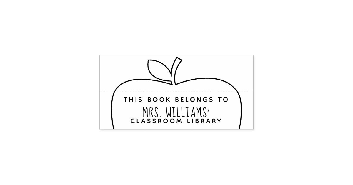 Teacher Classroom Library Apple Outline Self-inking Stamp | Zazzle