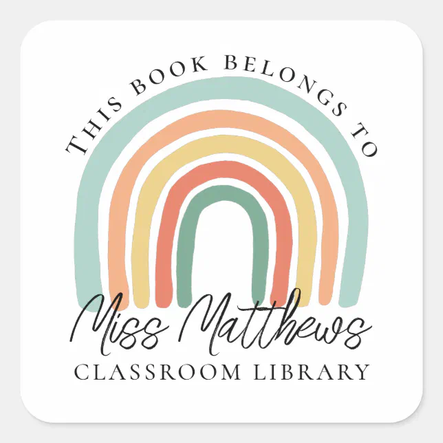 Teacher Classroom Library Rainbow Bookplate | Zazzle