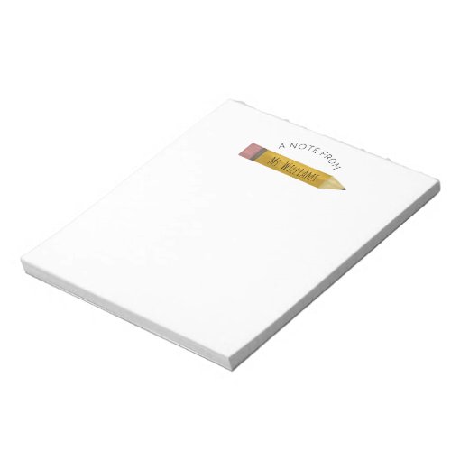 Teacher Classroom Pencil Custom Name Notepad | Zazzle
