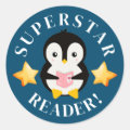 Teacher Classroom Superstar Reader Award Classic Round Sticker | Zazzle