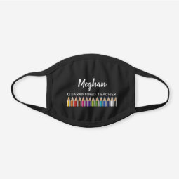 Teacher coloured pencils black cotton face mask | Zazzle