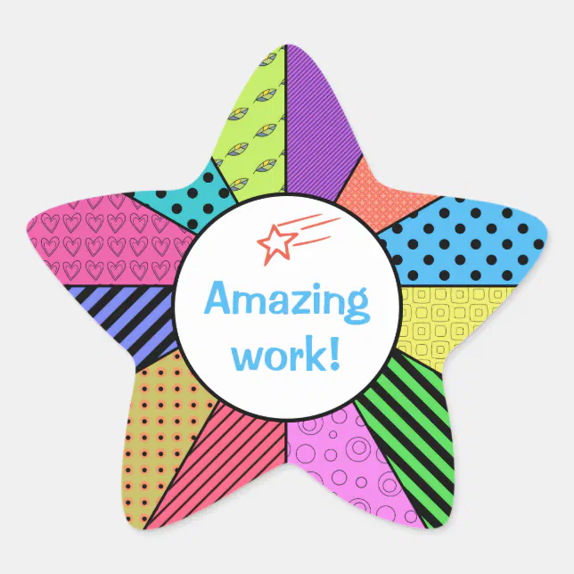 Teacher Compliment Bright Color Wedges Star Sticker | Zazzle