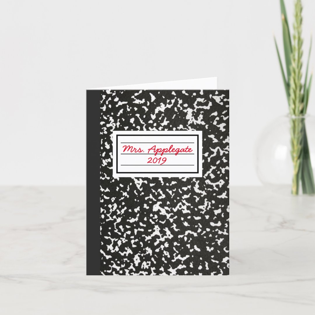 Teacher Composition Notebook Thank You Card | Zazzle