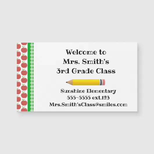 Teacher Contact Information School Apple Magnet | Zazzle
