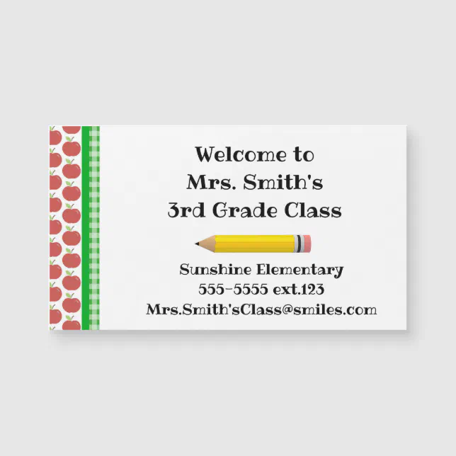 Teacher Contact Information School Apple Magnet | Zazzle