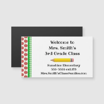 Teacher Contact Information School Apple Magnet | Zazzle