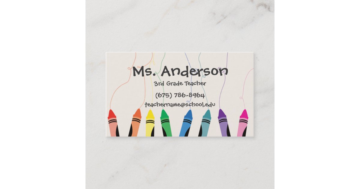 Teacher Crayons Business Card | Zazzle