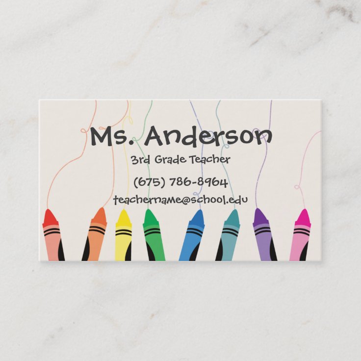 Teacher Crayons Business Card | Zazzle