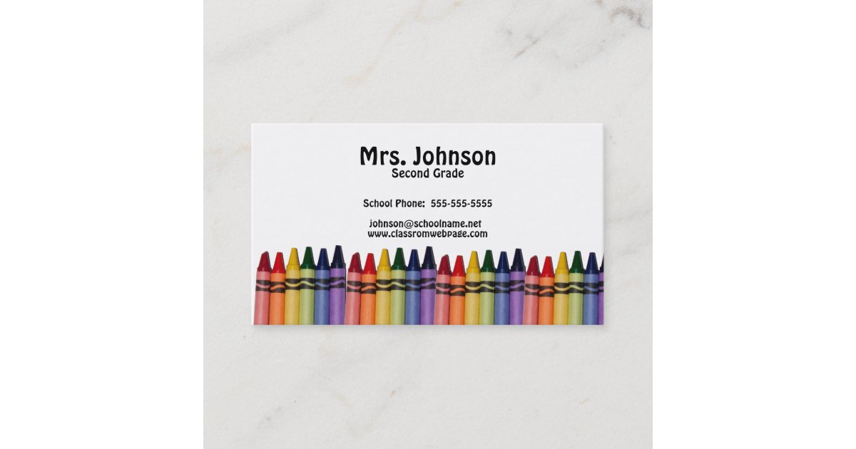 Teacher Crayons Template Business Card | Zazzle