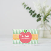 Teacher Cute Apple Chevron Stripes Business Card | Zazzle