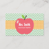 Teacher Cute Apple Chevron Stripes Business Card | Zazzle