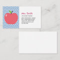 Teacher Cute Apple Modern Blue Chevron Stripes Business Card | Zazzle