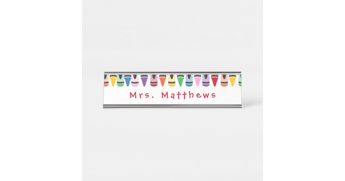 Teacher Cute Color Crayon Back To School Desk Name Plate | Zazzle