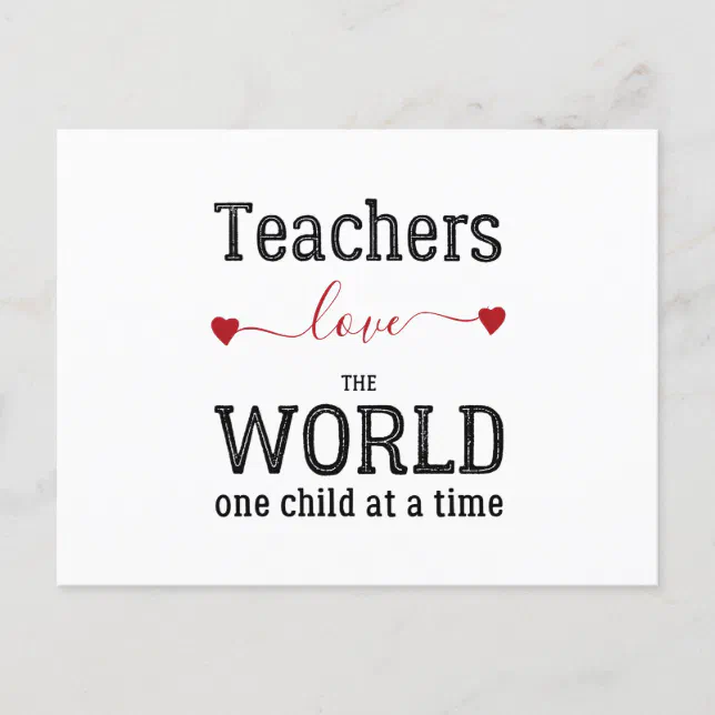 Teacher cute Happy Valentine's Day heart quote Holiday Postcard | Zazzle