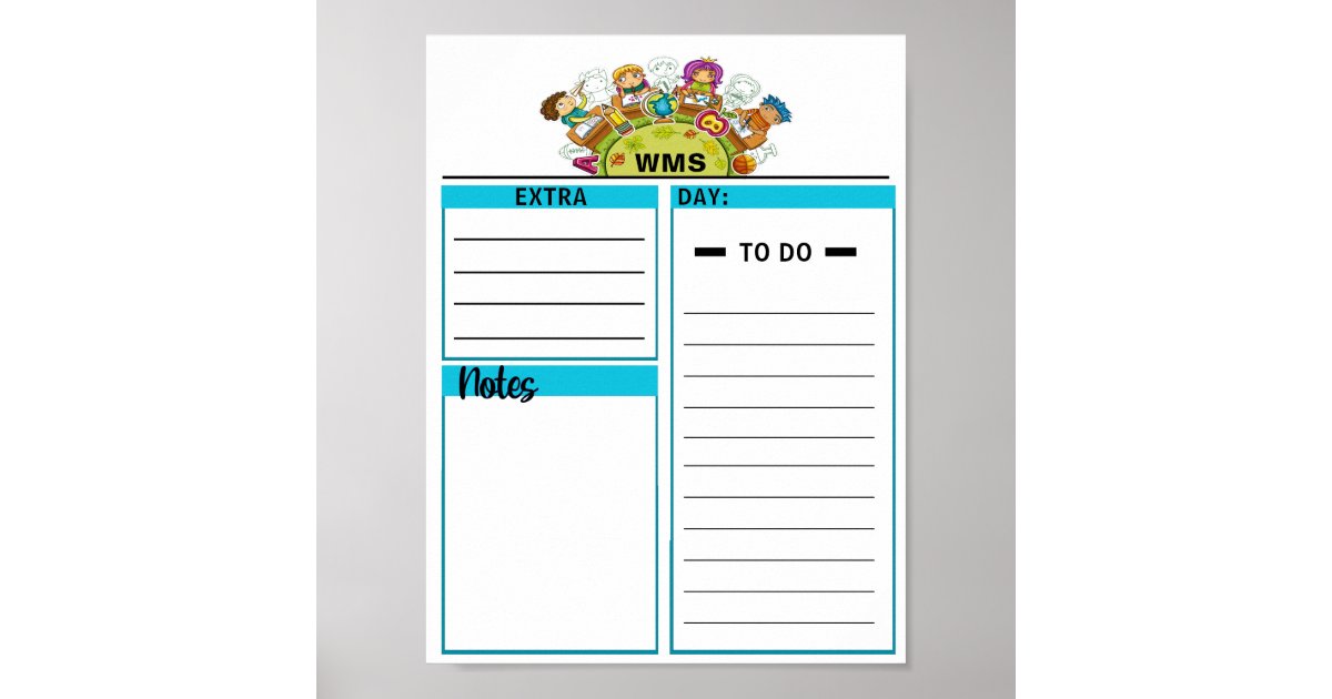Teacher Daily Planner Sheet Poster | Zazzle