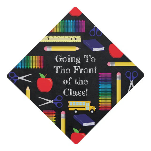 Teacher Ed Chalkboard Graduation Front of Class Graduation Cap Topper ...