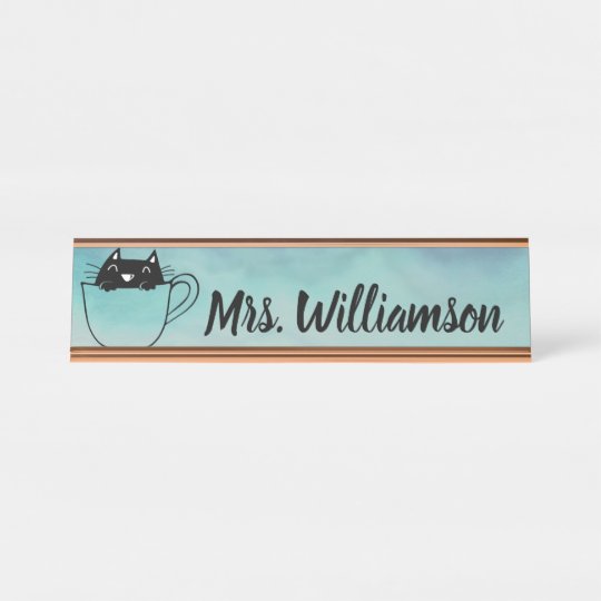Teacher Educator Professional Cat Kitten Desk Name Plate | Zazzle.com
