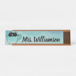 Teacher Educator Professional Cat Kitten Desk Name Plate | Zazzle