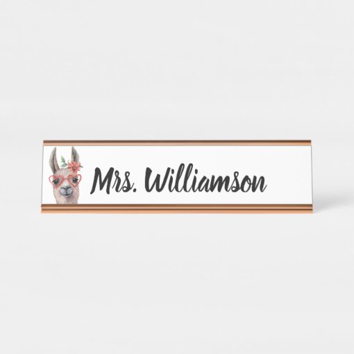 Teacher Educator Professional Cute Llama Desk Name Plate | Zazzle